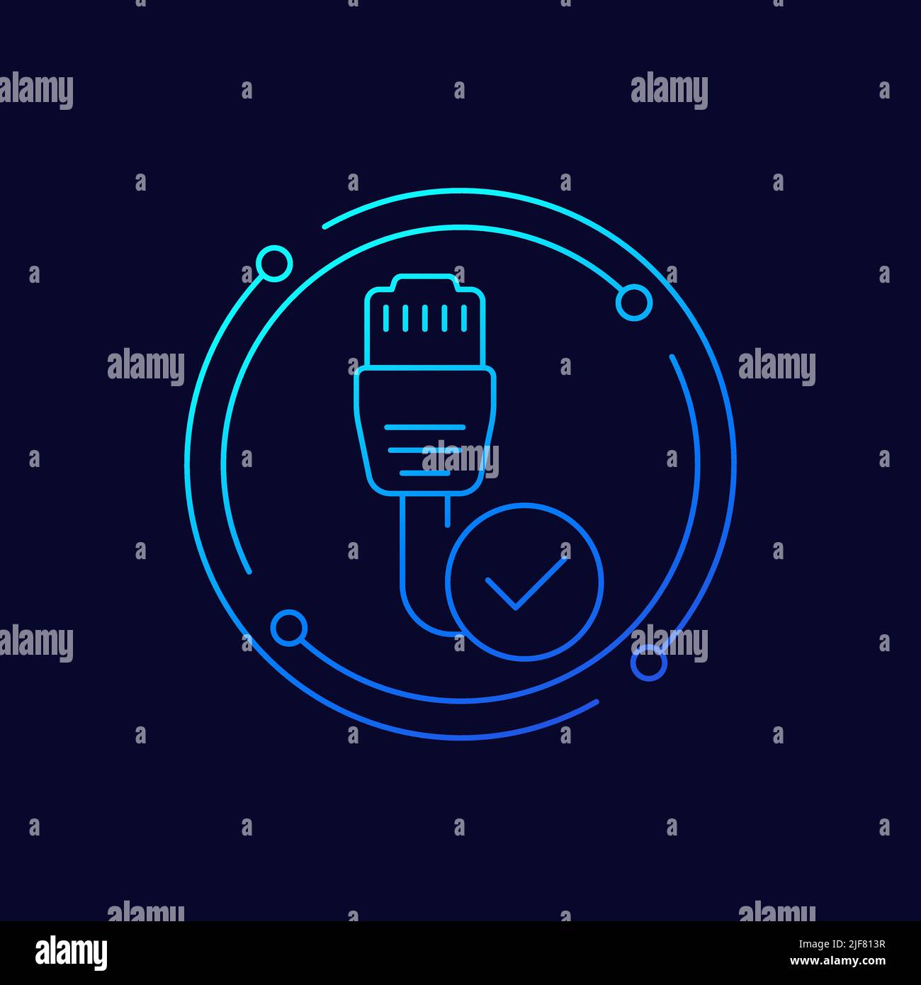 Ethernet Cable And Check Mark Line Vector Icon Stock Vector Image And Art Alamy