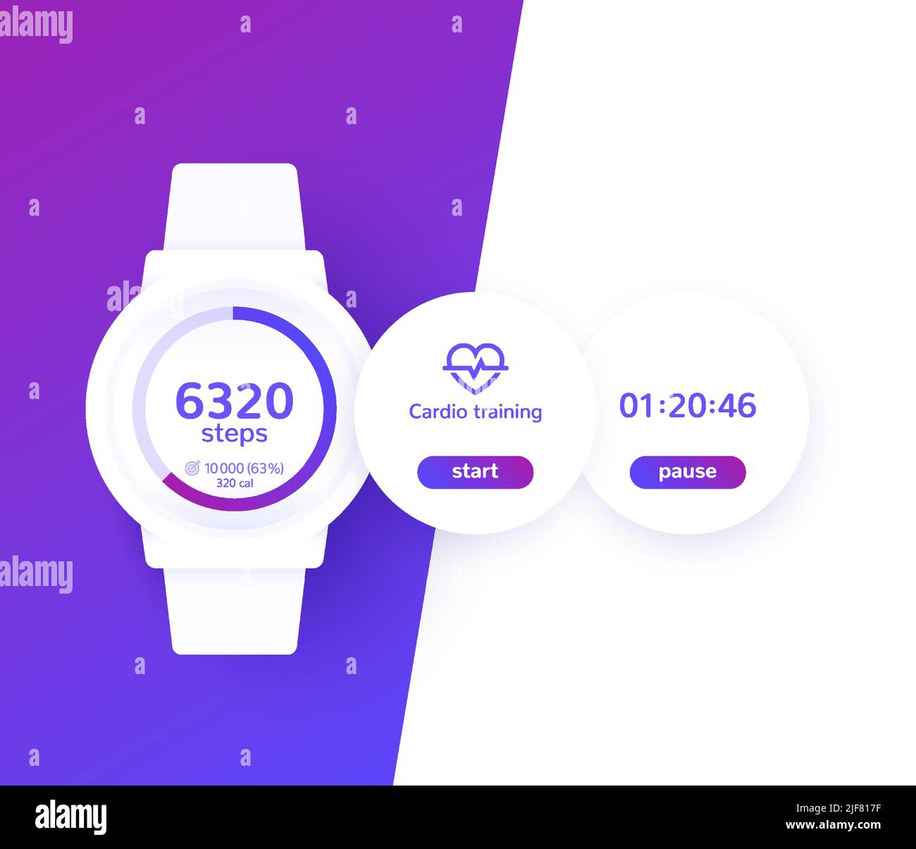 Smart watch with fitness app, activity tracker ui Stock Vector Image ...