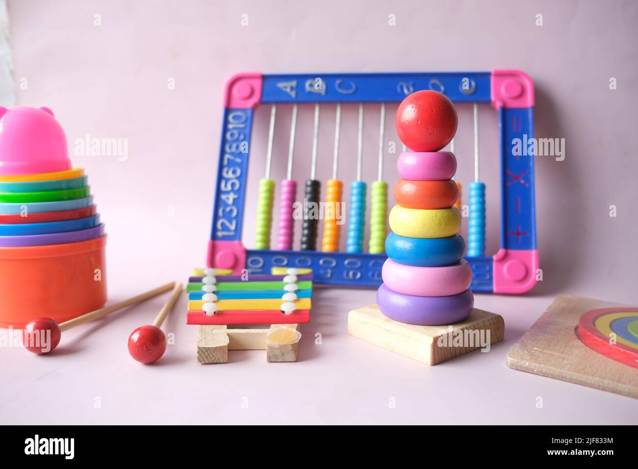 counting math learning toy on table Stock Photo - Alamy
