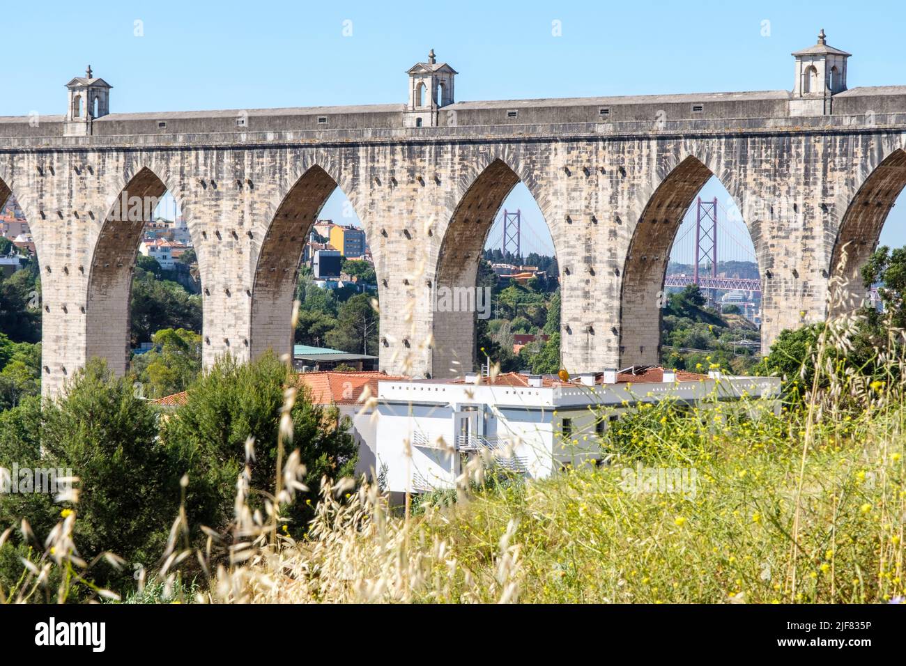 The city of Lisbon Alcantrara valley - Arch of the aqueduct of the free ...