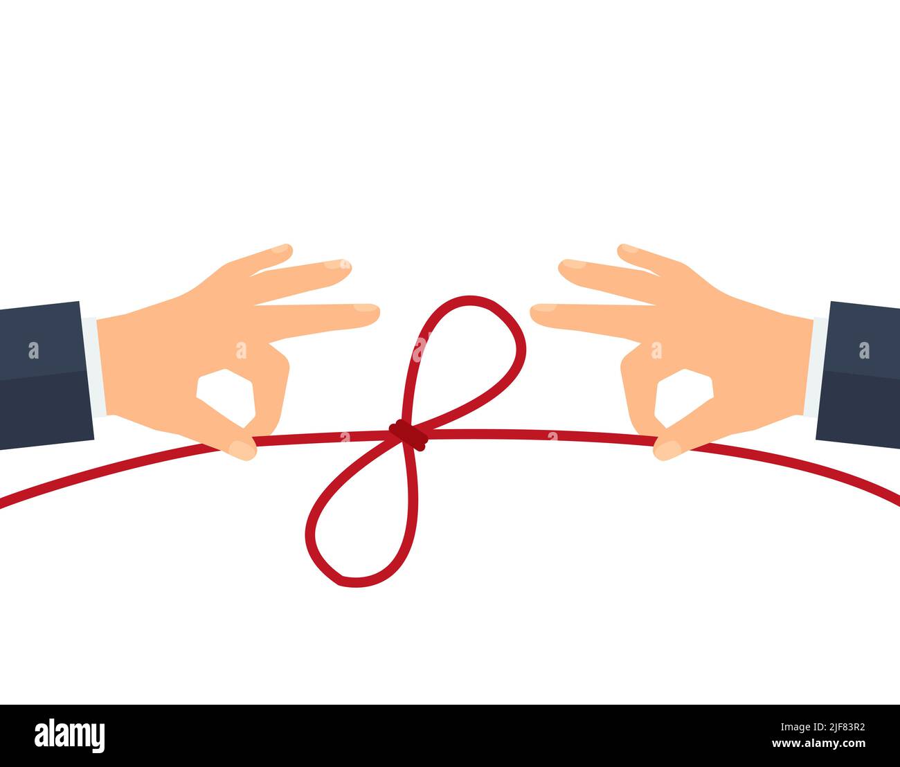 Hands pulling tangled strings hi-res stock photography and images - Alamy