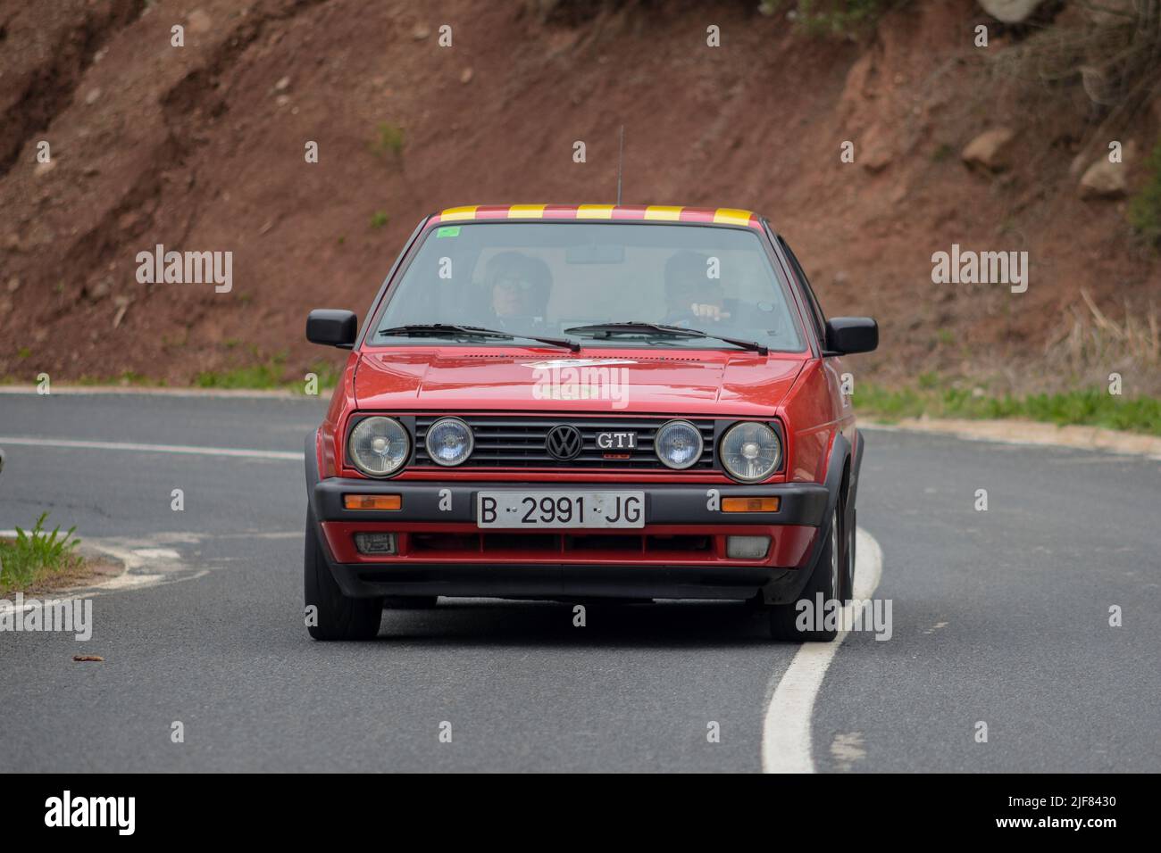 Classic german car in the asphalt rally. Volkswagen Golf Mk 2 Stock ...