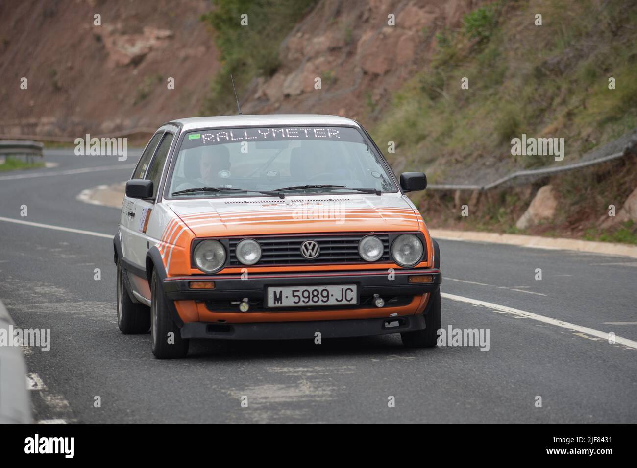 Classic german car in the asphalt rally. Volkswagen Golf Mk 2 Stock ...