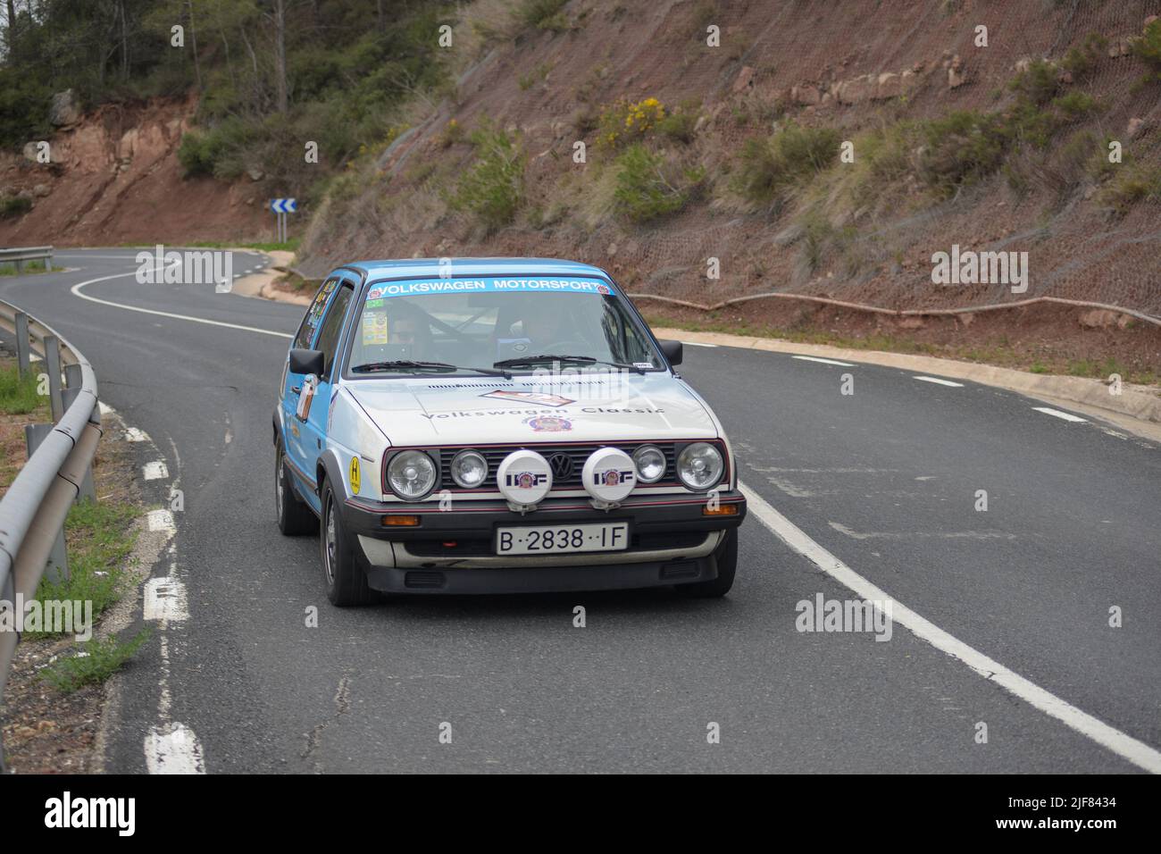 Classic german car in the asphalt rally. Volkswagen Golf Mk 2 Stock ...