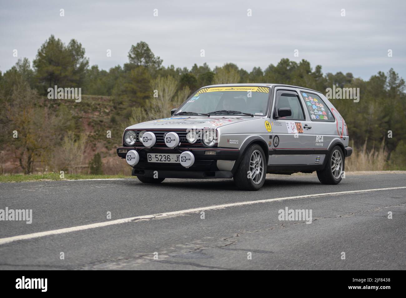 Classic german car in the asphalt rally. Volkswagen Golf Mk 2 Stock ...