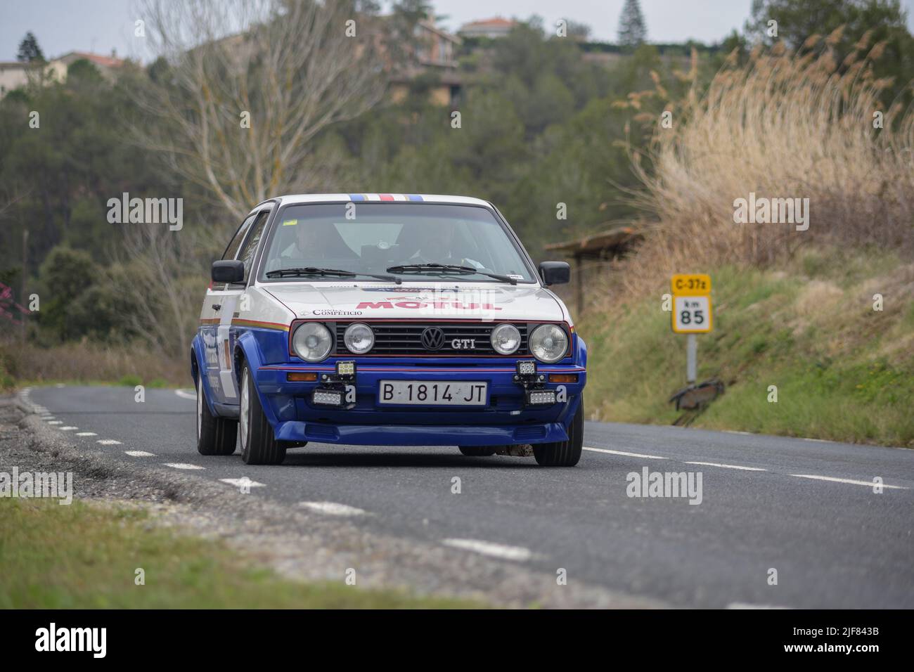 Classic german car in the asphalt rally. Volkswagen Golf Mk 2 Stock ...