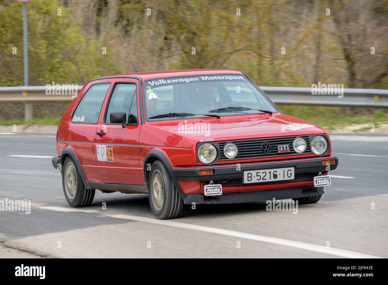 Classic german car in the asphalt rally. Volkswagen Golf Mk 2 Stock ...