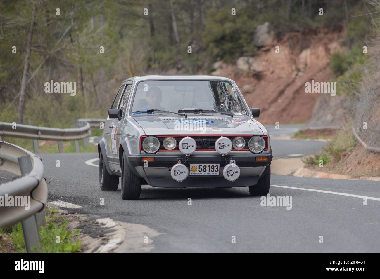 Classic german car in the asphalt rally. Volkswagen Golf Mk 2 Stock ...