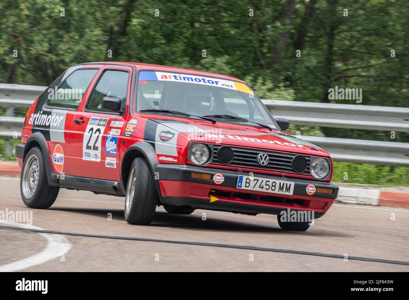 Classic german car in the asphalt rally. Volkswagen Golf Mk 2 Stock ...