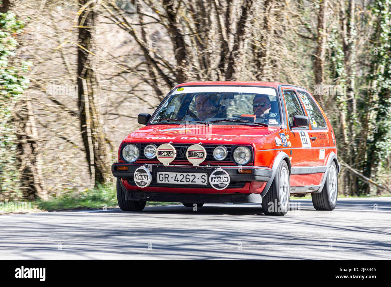 Classic german car in the asphalt rally. Volkswagen Golf Mk 2 Stock ...