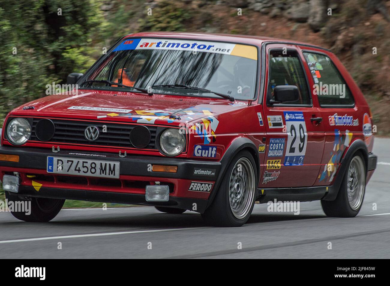 Classic german car in the asphalt rally. Volkswagen Golf Mk 2 Stock ...