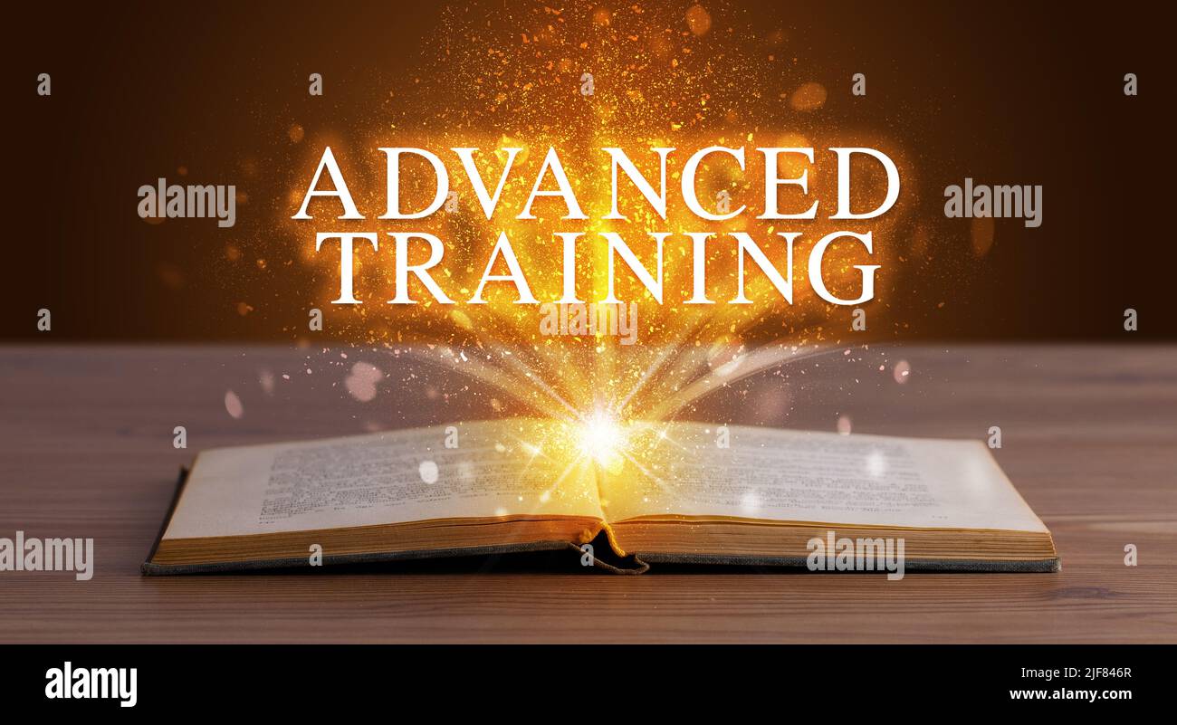 Educational inscription coming out from an open book Stock Photo - Alamy