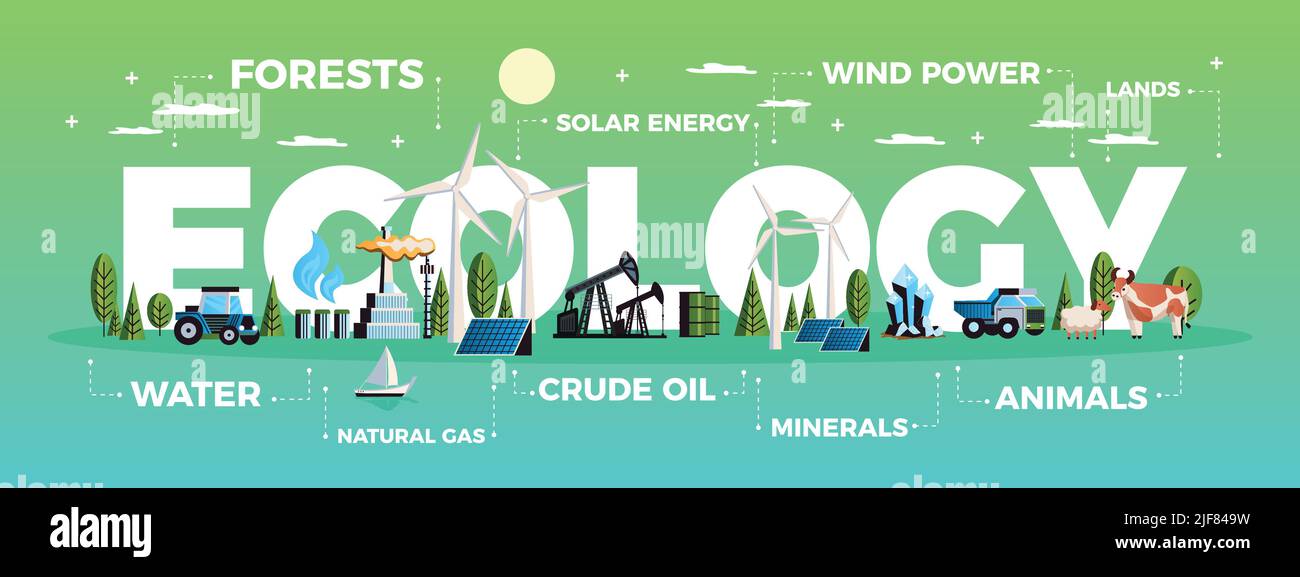 Natural environmental resources concept with crude oil and minerals ...