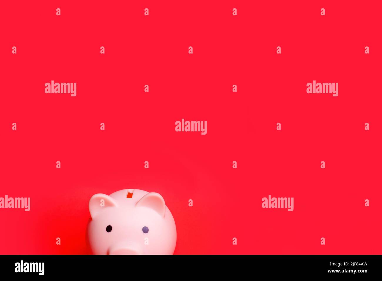 Pink piggy bank isolated against red background Savings and loan crisis ...