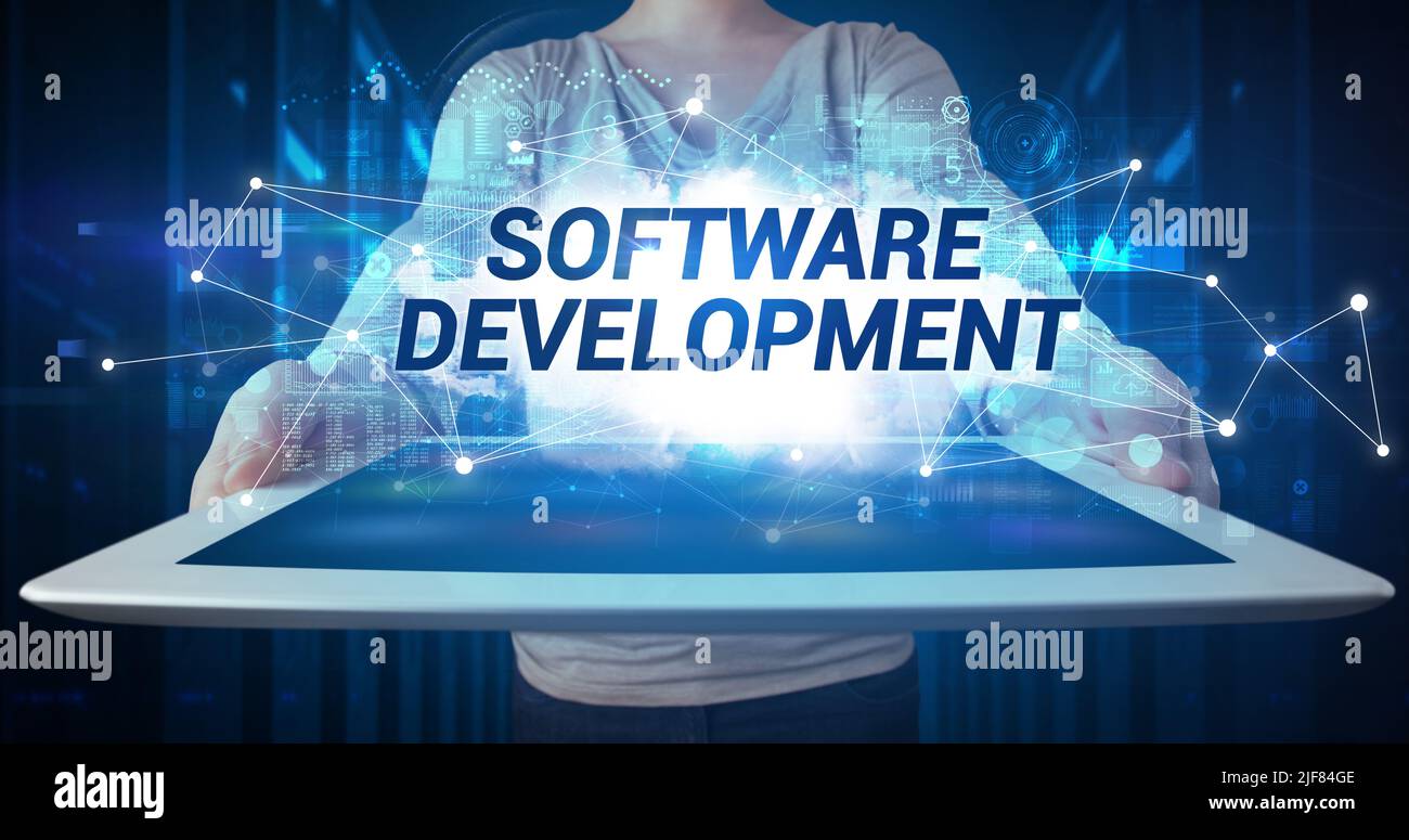 Person holding tablet, technology concept Stock Photo - Alamy