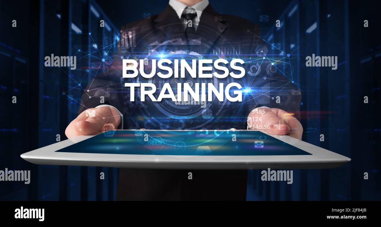 Person holding tablet, business concept Stock Photo - Alamy