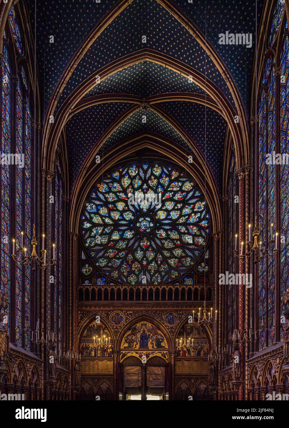 West Rose Window in the upper chapel of Sainte-Chapelle. With 13th ...