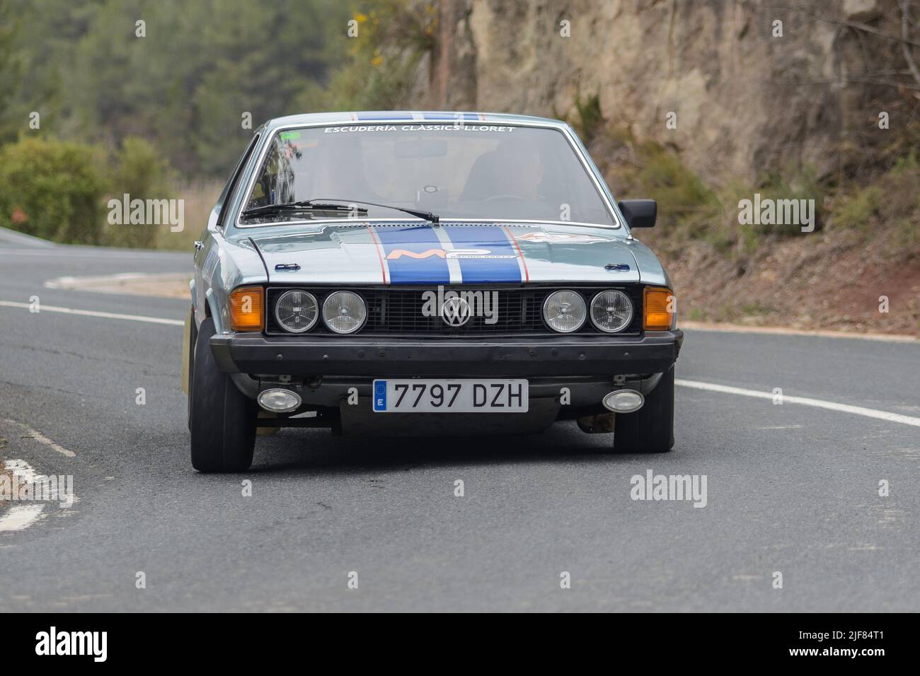 Classic german car in the asphalt rally. Volkswagen Sirocco Stock Photo ...