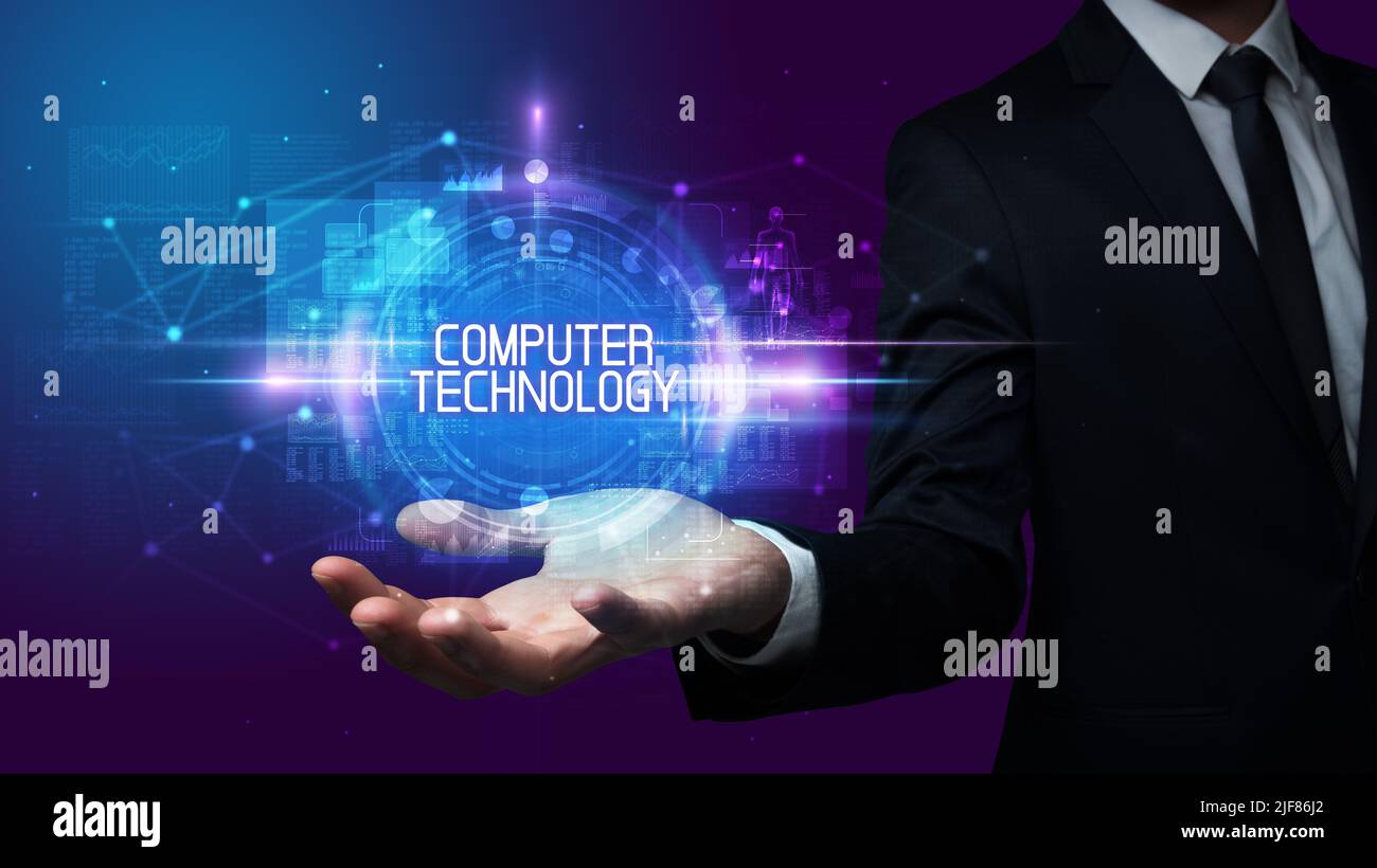 Man hand holding digital technology concept Stock Photo - Alamy