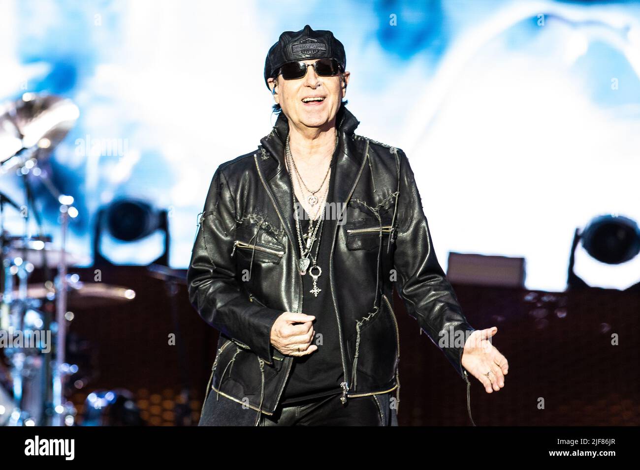 Klaus Meine of rock band Scorpions performing live in Sweden Stock ...