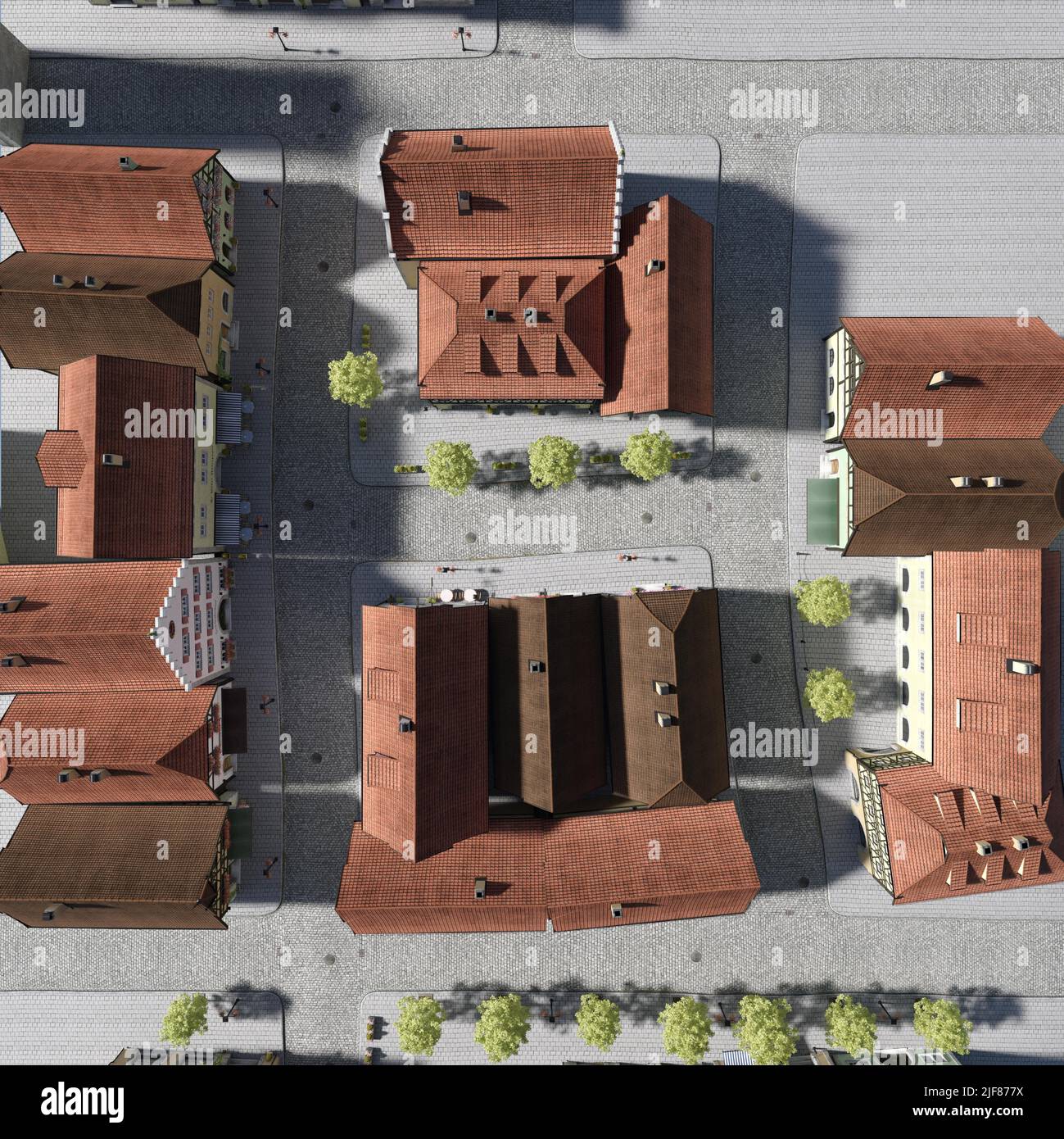 3d illustration of a traditional german city in a video game style ...