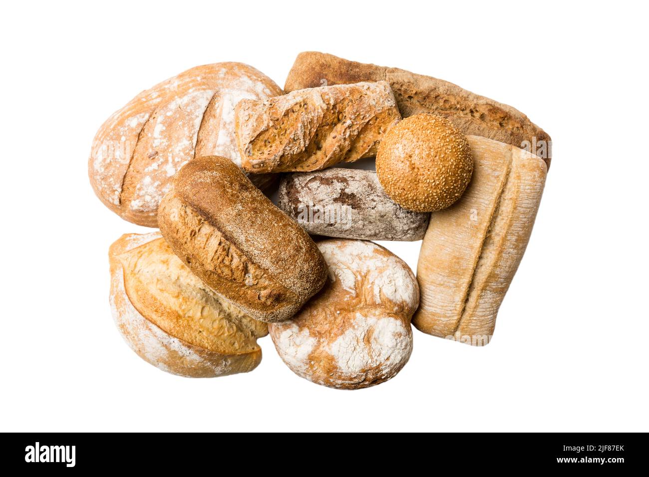 Bread top view cut out. Freshly backed Bread isolated on white ...