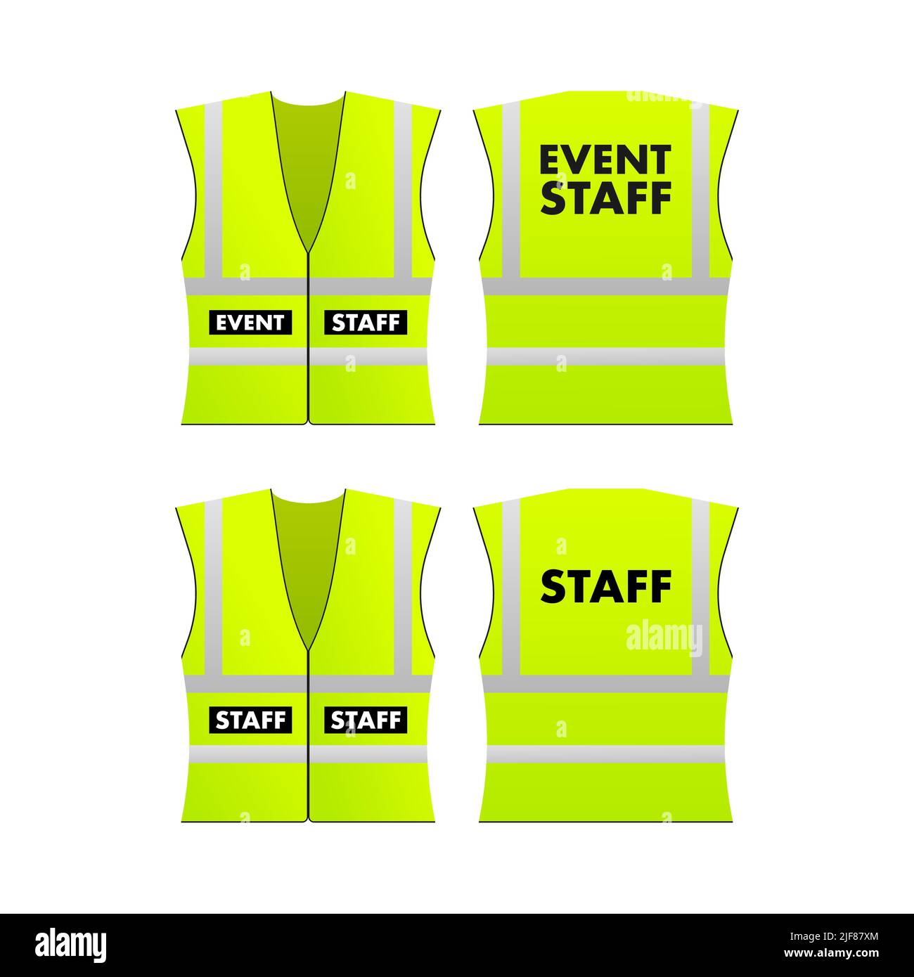 Yellow reflective Event staff vest, jacket. Vector stock illustration ...
