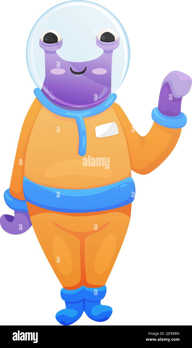 Cartoon friendly alien waving hand vector illustration Stock Vector ...