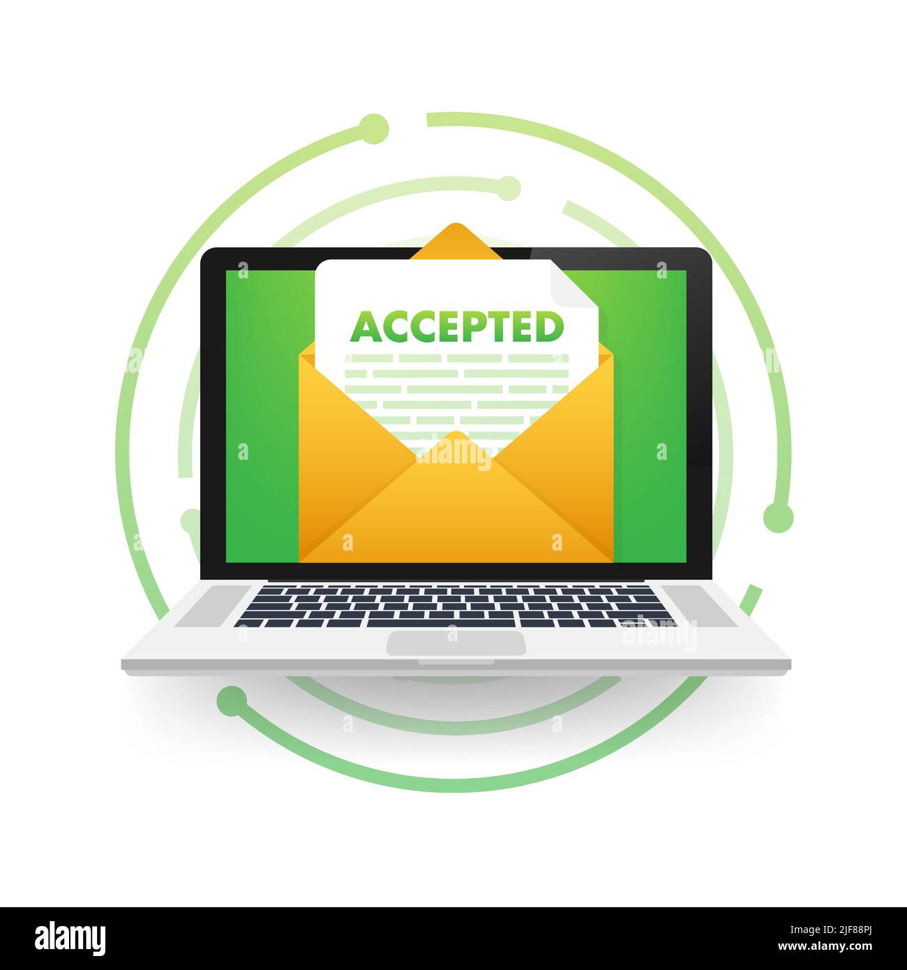 Accepted email. College accept. Recruitment job success. Vector stock ...