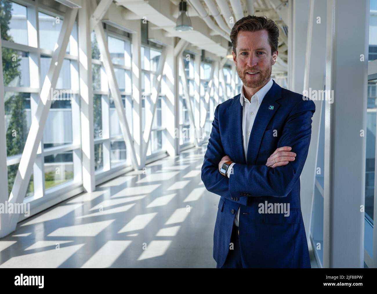 WestJet CEO Alexis von Hoensbroech pauses for a portrait at the airline ...