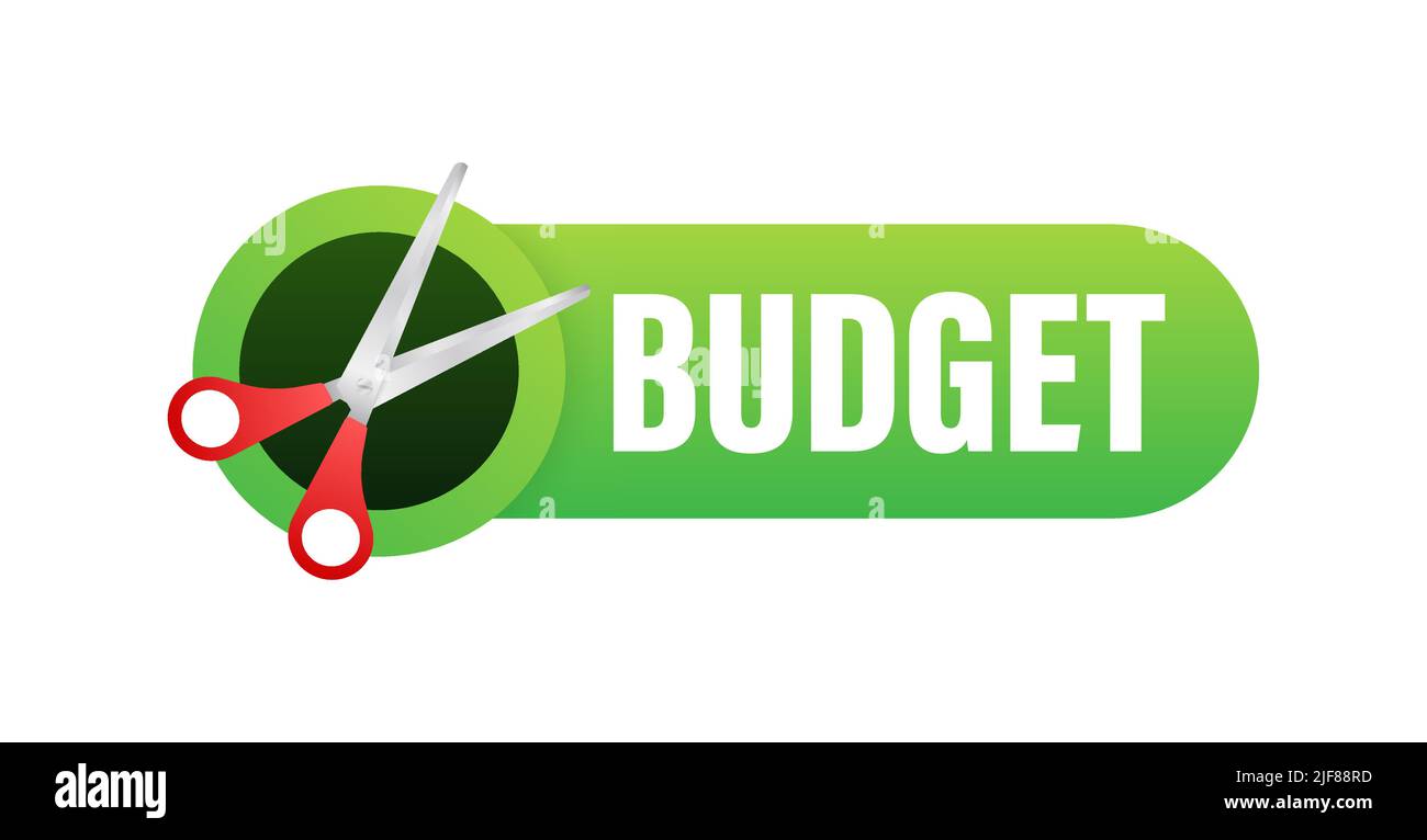 Budget cut in flat style on white background. Vector illustration ...