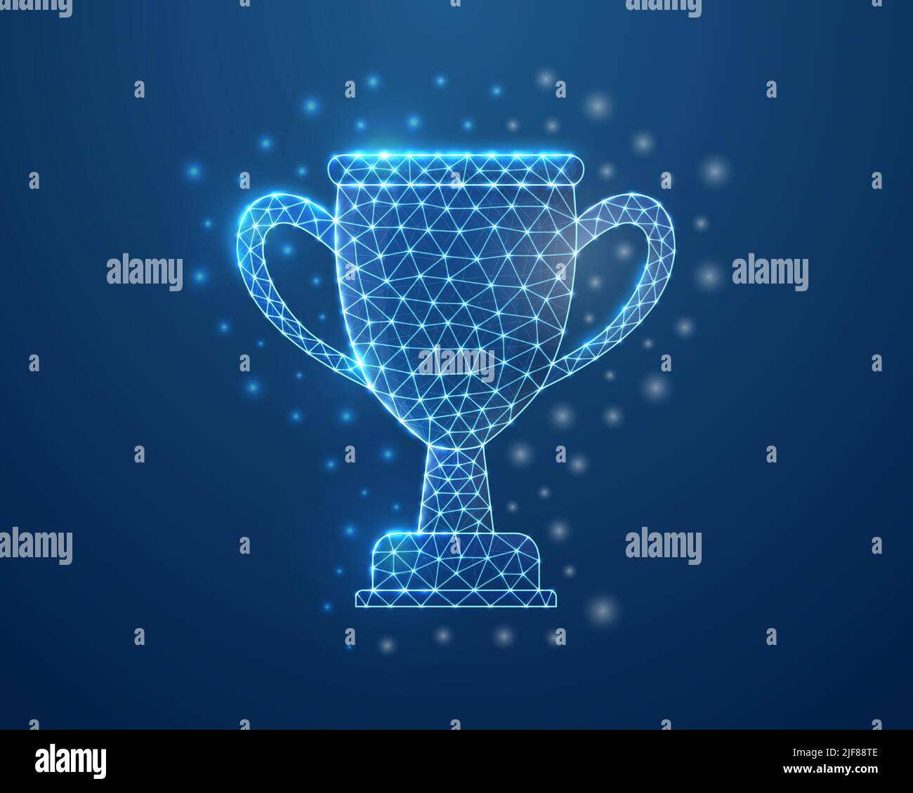 Trophy cup 3d symbol in blue low poly style. Champion, award, prize design concept vector ...