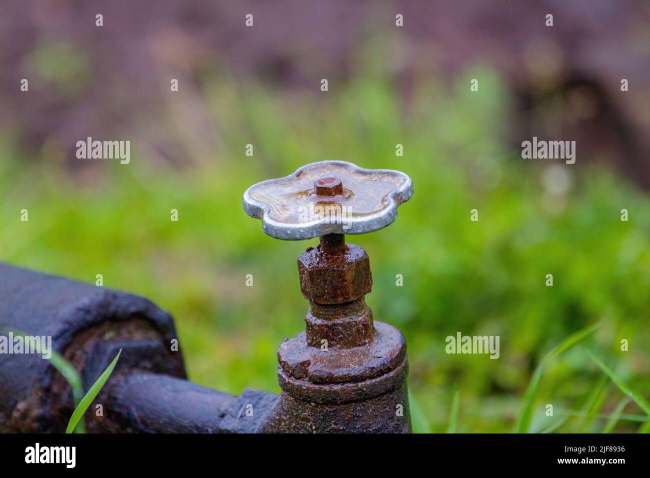 Old rusty water valve that leaks Stock Photo - Alamy