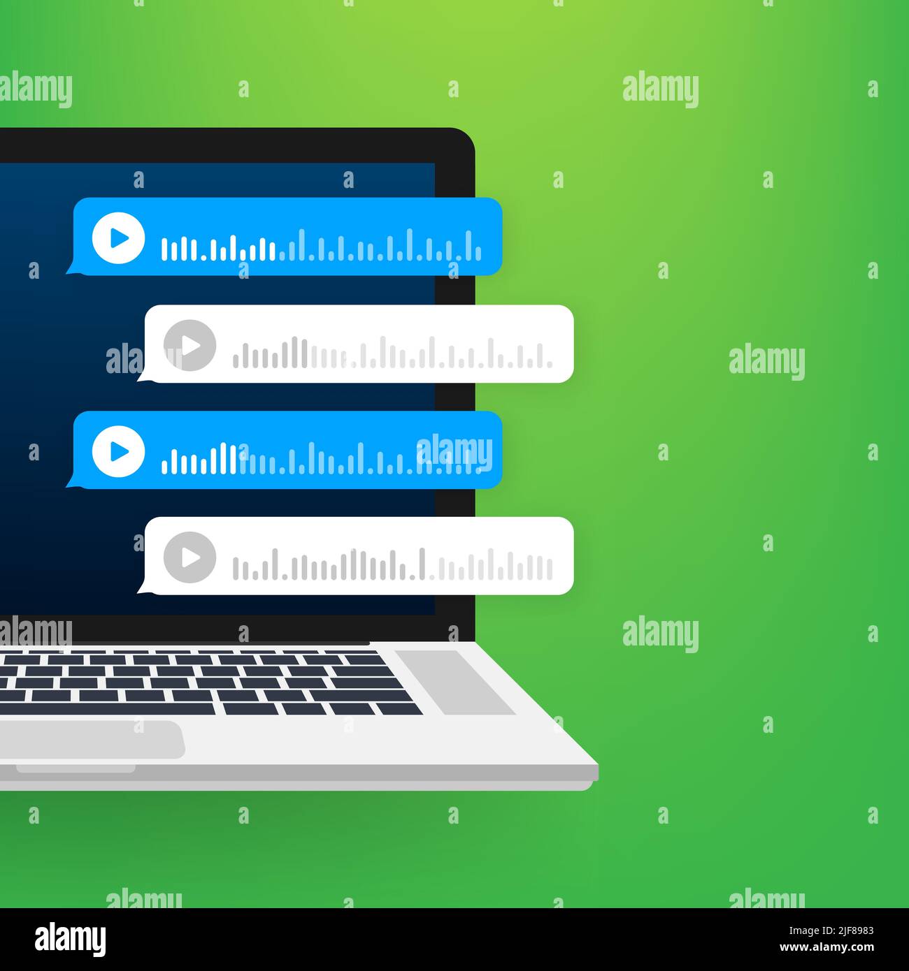Voice, Record Audio message, speech bubble. Messenger chat screen ...