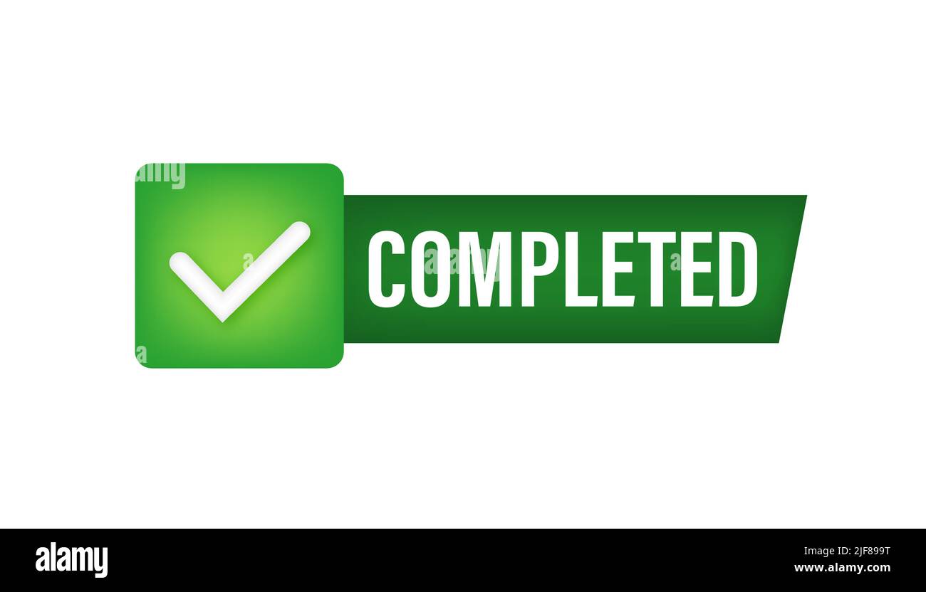 Completed tick, Checkmark stamp, sticker. Vector stock illustration ...