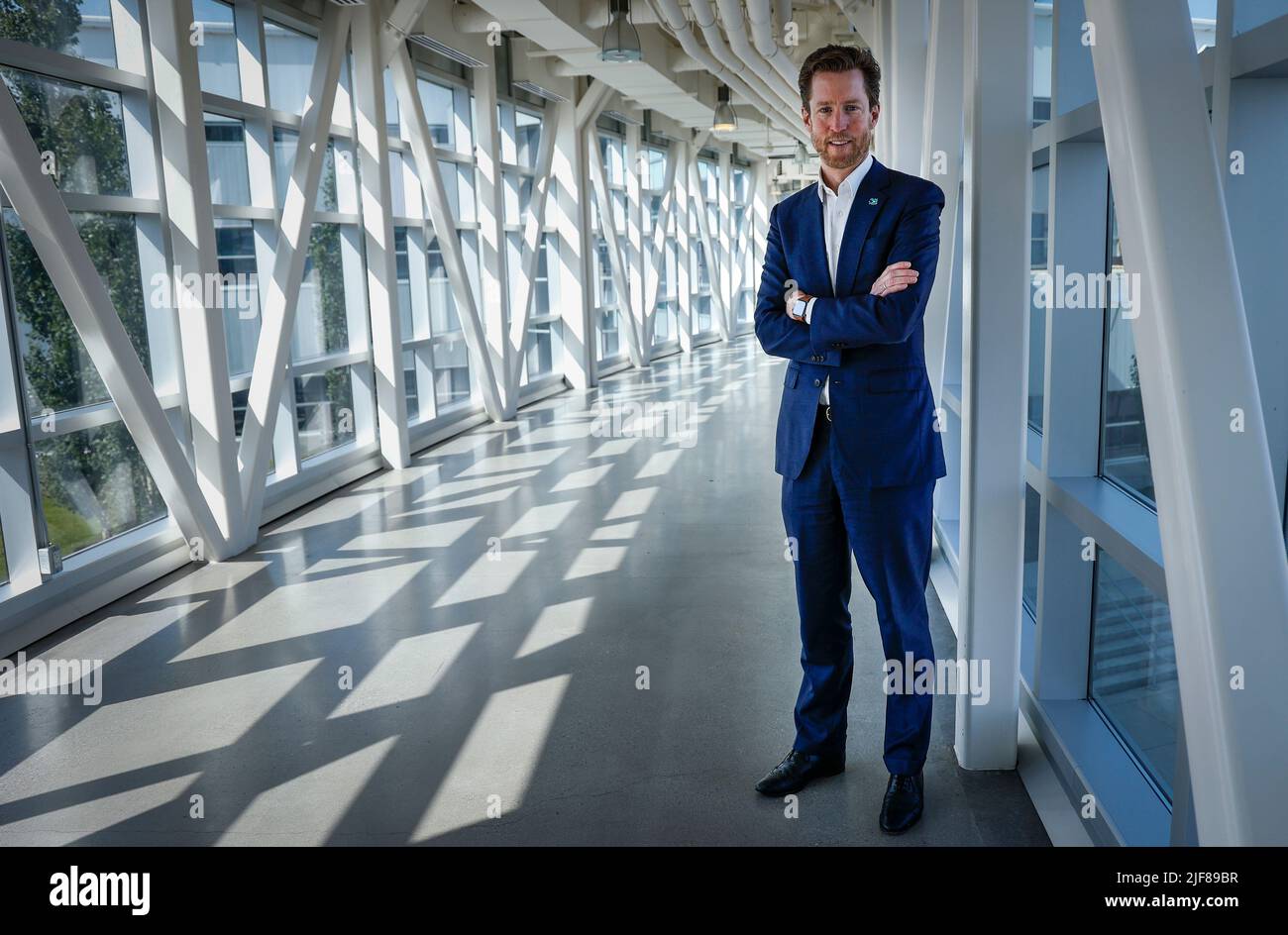 WestJet CEO Alexis von Hoensbroech pauses for a portrait at the airline ...