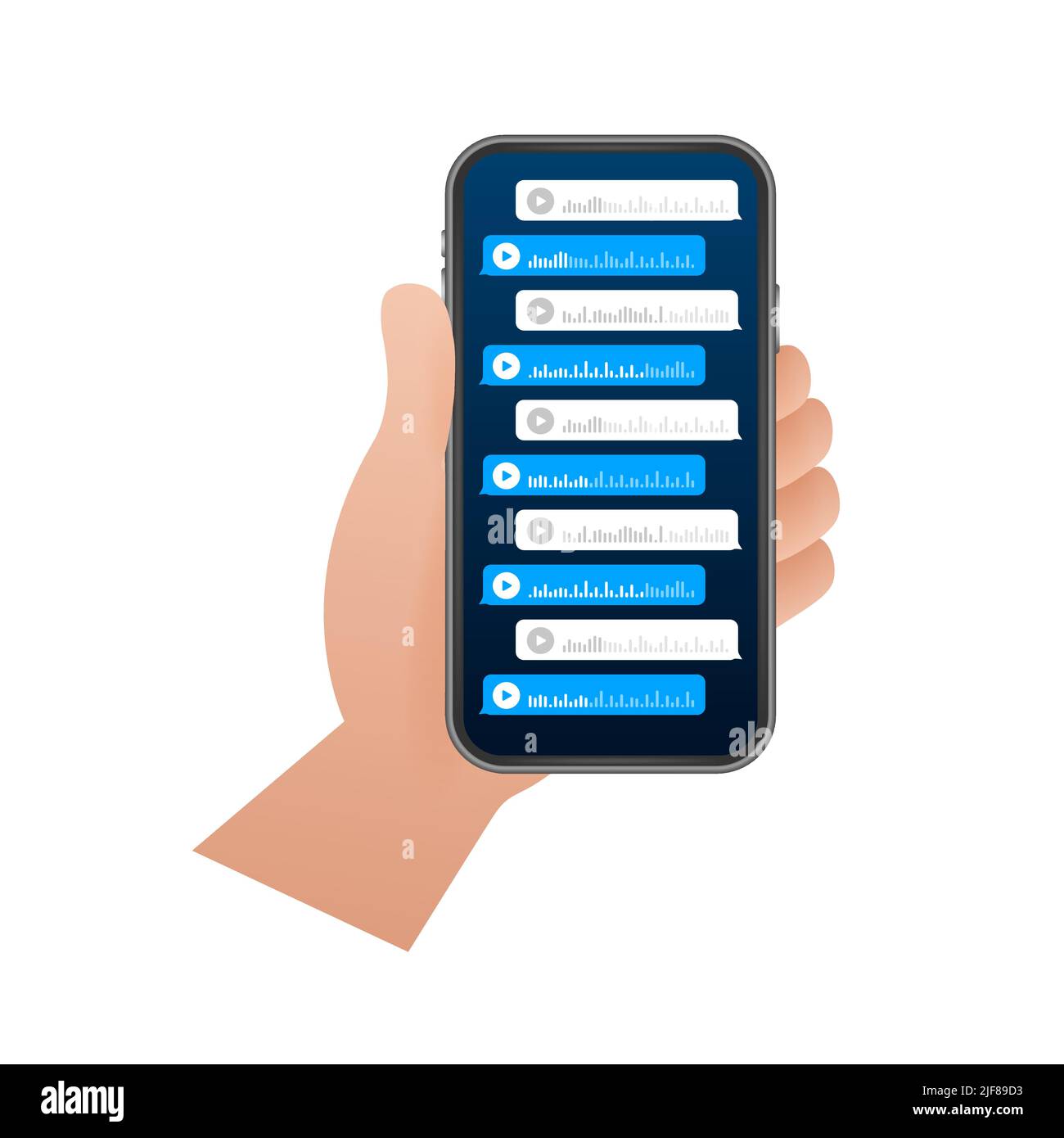 Voice, Record Audio message, speech bubble. Messenger chat screen ...