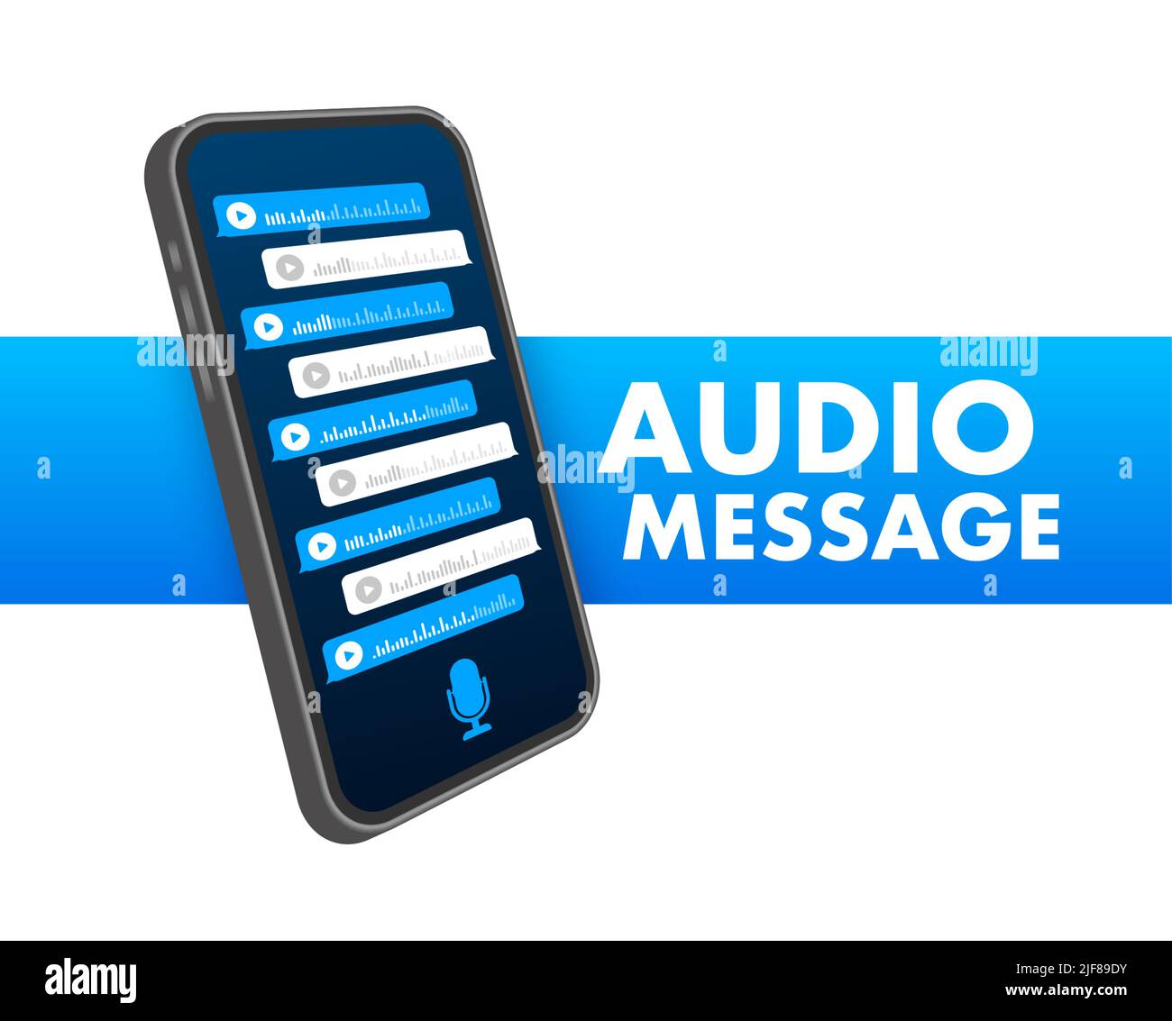 Voice, Record Audio message, speech bubble. Messenger chat screen ...
