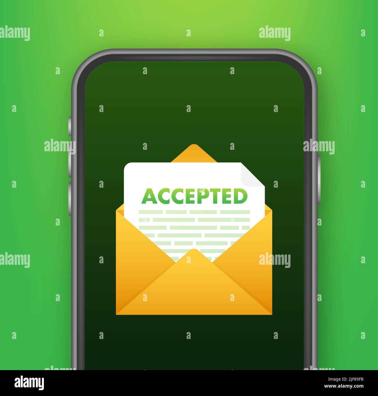 Accepted email. College accept. Recruitment job success. Vector stock ...