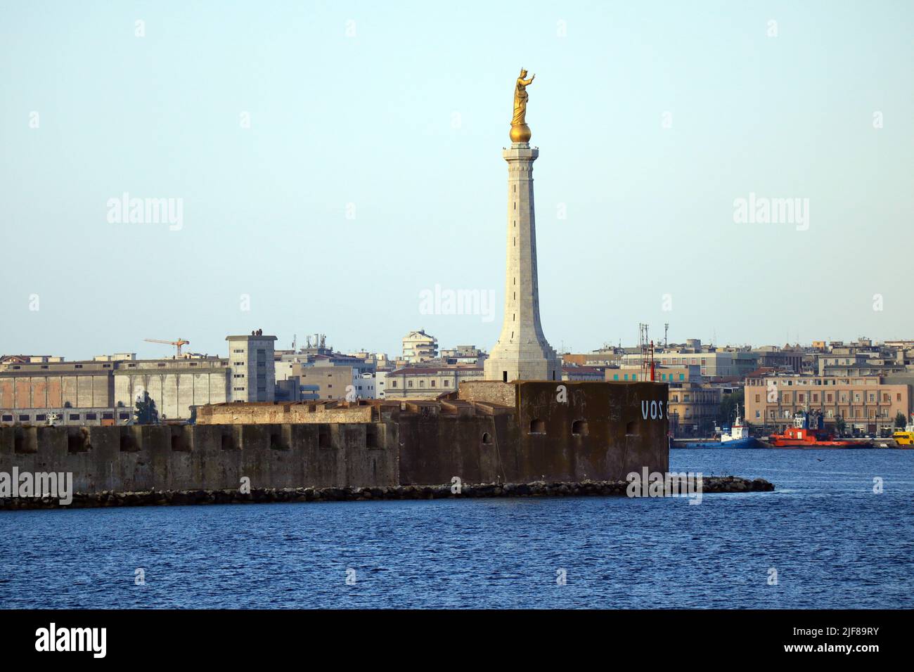 Messina, Sicily (Italy): view of the port of Messina entrance with the ...