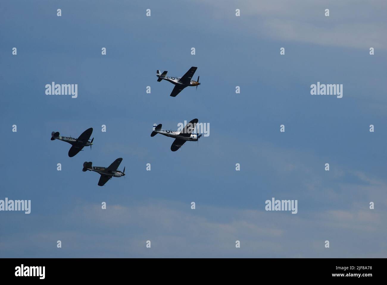 World War II restored fighter planes in flight Stock Photo - Alamy