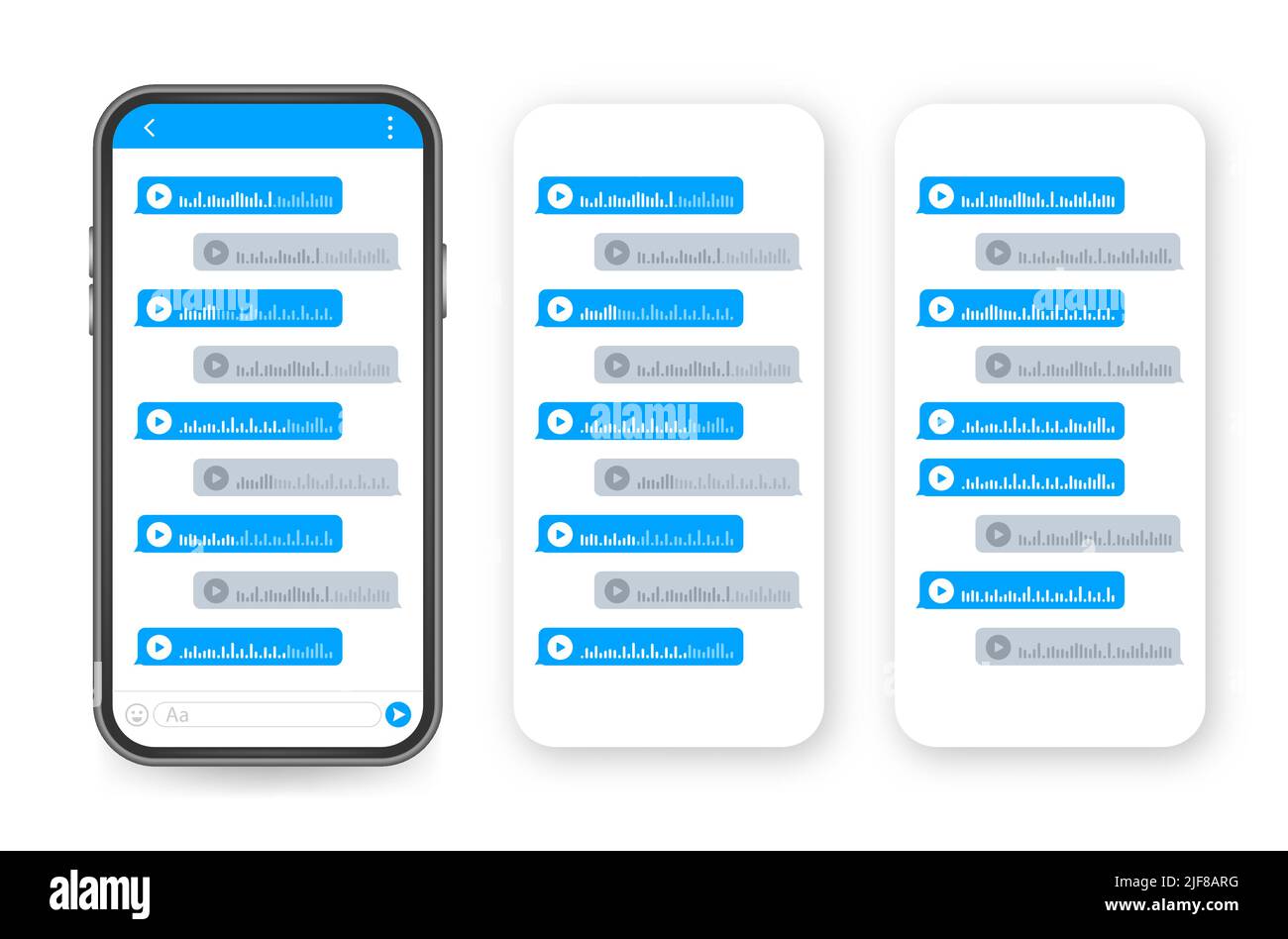 Voice, Record Audio message, speech bubble. Messenger chat screen ...