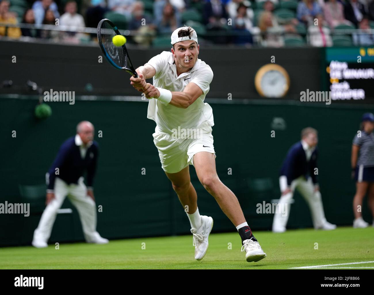 Jack Draper in action during his GentlemenÕs singles second round match ...