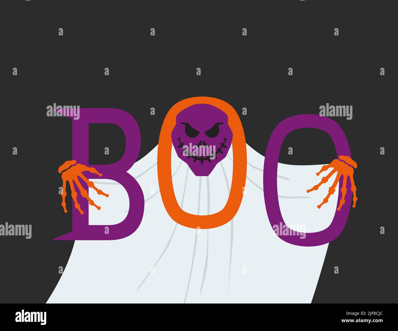 Boo Halloween scary ghost vector illustration. Ghost monster Boo scary ...