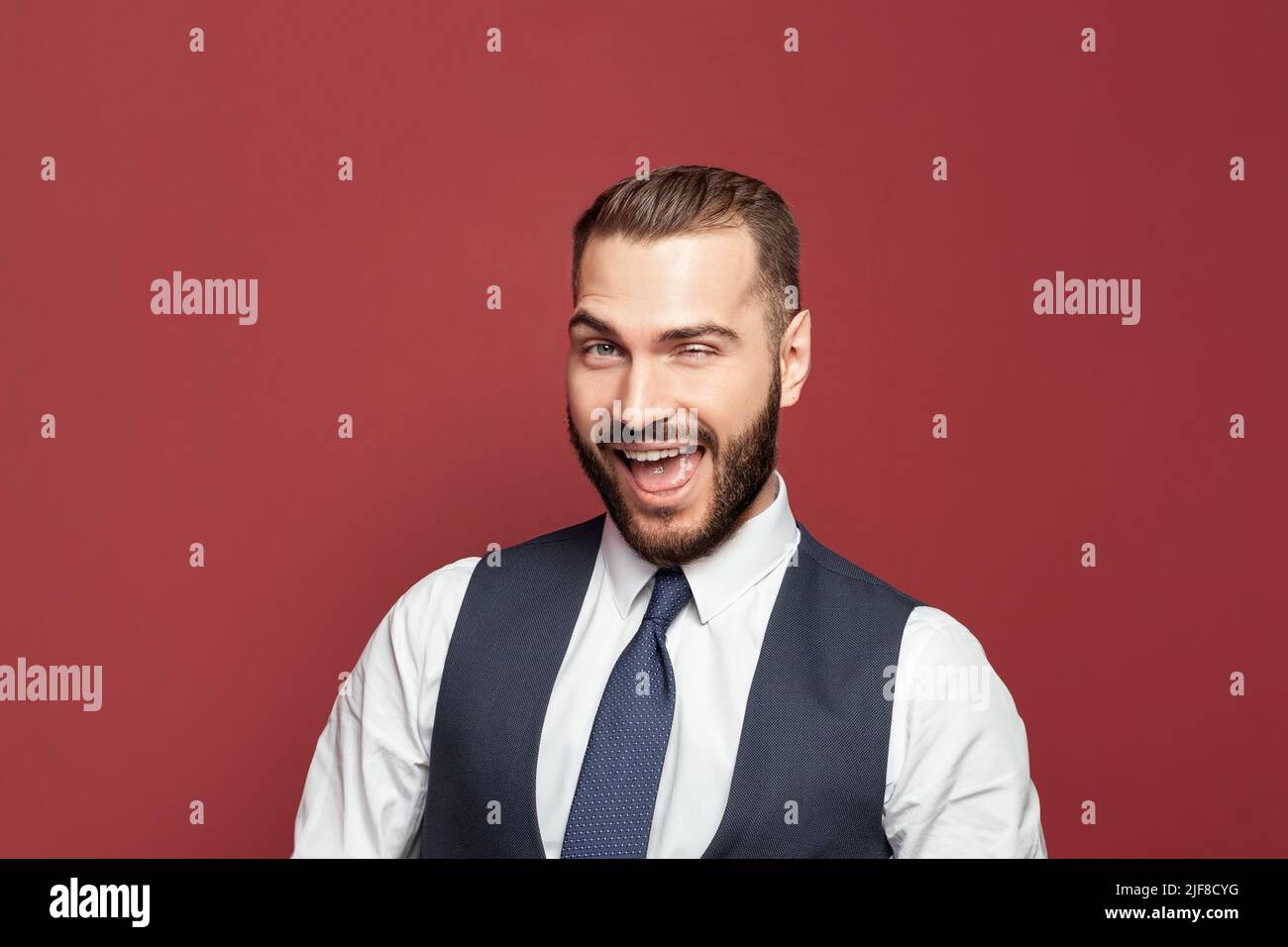 Happy executive sales businessman cheering excited in celebration after ...