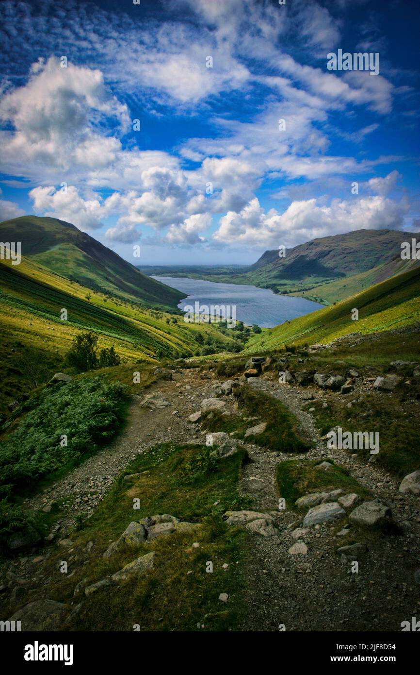 Looking down from Scafell Pike is the highest and the most prominent ...