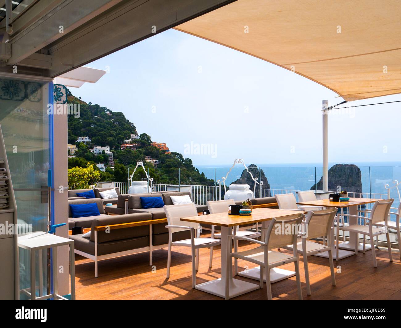 Restaurant above the sea in Capri town Italy Stock Photo - Alamy