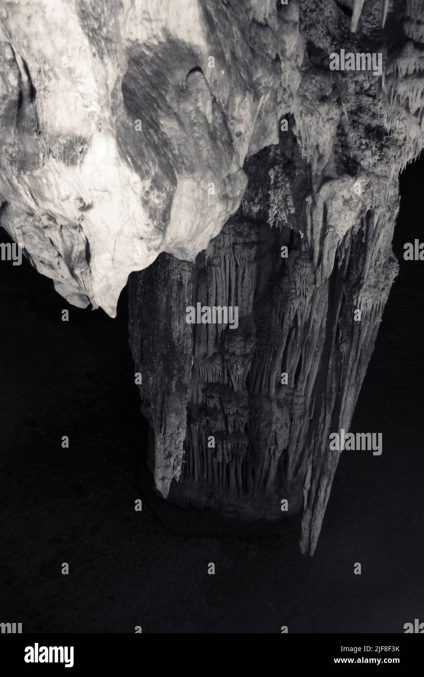 A vertical of the Neptune's Grotto cave formations, Alghero, Sardinia ...