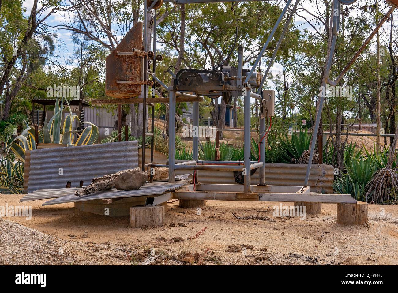 Underground sapphire mining equipment at Rubyvale gemfields Queensland ...