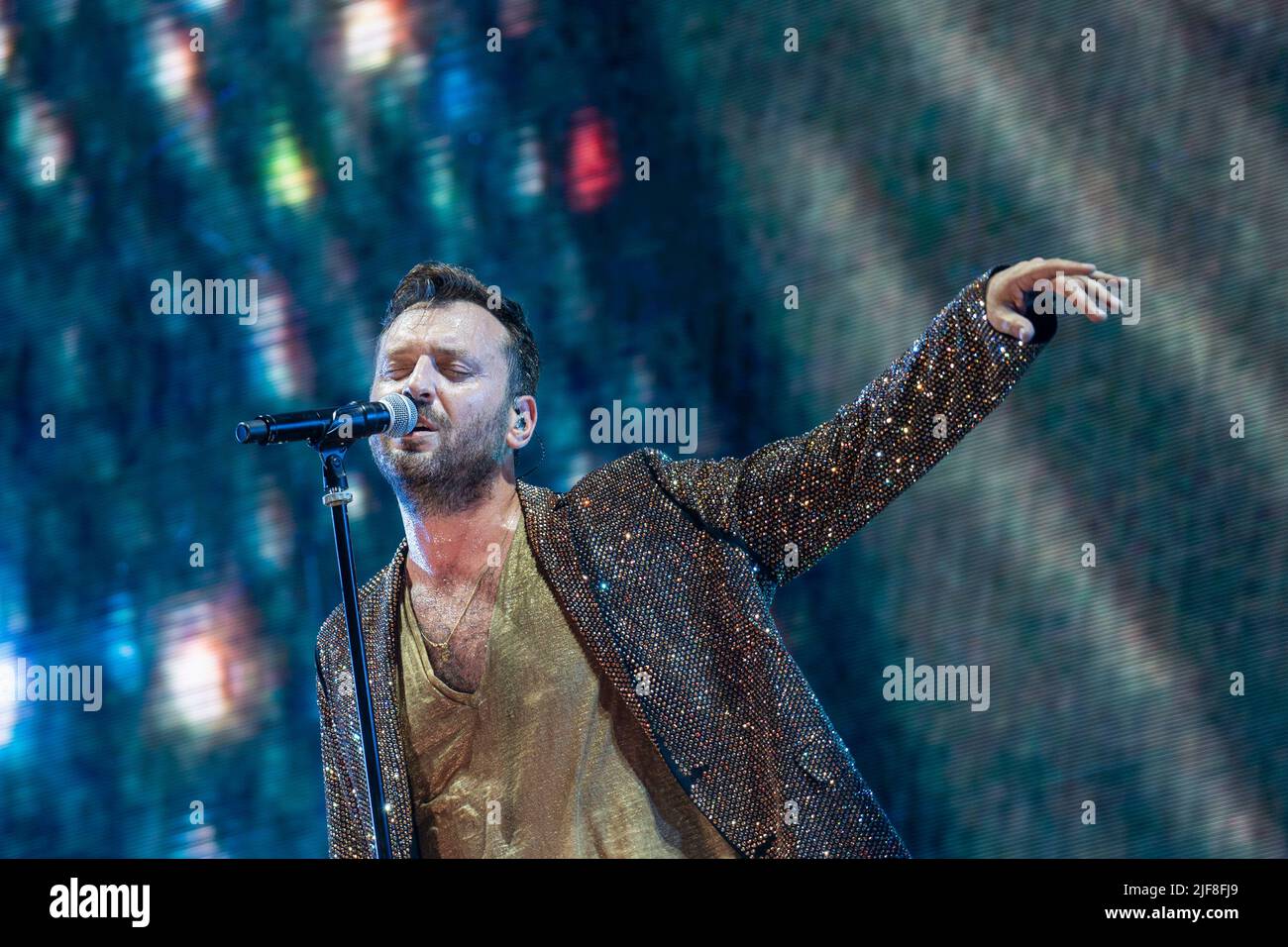 The Italian singer Cesare Cremonini performs live on stage at the ...